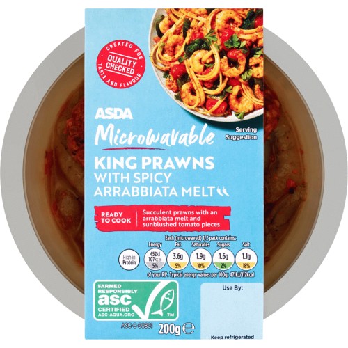 ASDA Microwavable King Prawns with Spicy Arrabbiata Melt (200g ...
