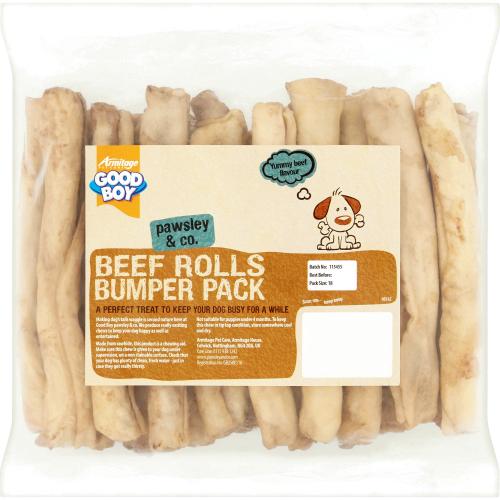 Good Boy Pawsley & Co Beef Rolls Bumper Pack Dog Treats (18) - Compare ...