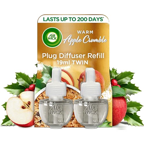 AirWick Plug in diffuser Air Freshener Twin Refills WARM APPLE CRUMBLE ...