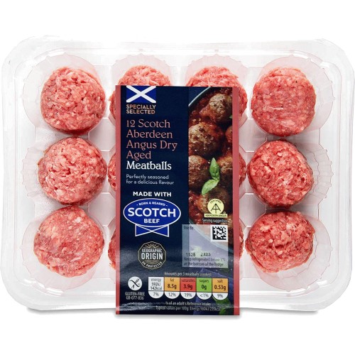 Specially Selected Scotch Aberdeen Angus Dry Aged Beef Meatballs (12 x ...