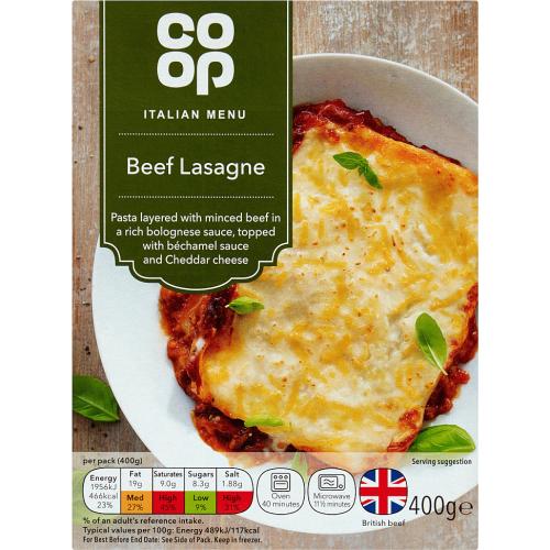 Co-op Italian Menu Beef Lasagne (400g) - Compare Prices & Where To Buy ...