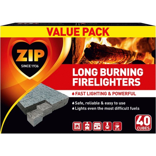 Zip Long Burning Firelighters 40 Cubes (40) - Compare Prices & Where To ...