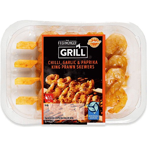 The Fishmonger Grill Chilli Garlic & Paprika King Prawn Skewers (120g) - Compare Prices & Where ...