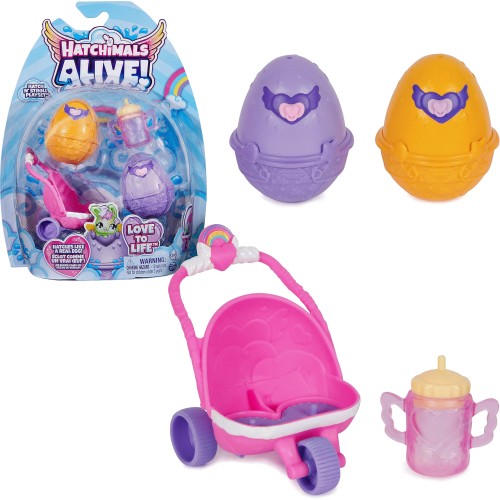 HATCHIMALS Alive Hatch N' Stroll Playset with Pushchair Toy and 2 Mini ...