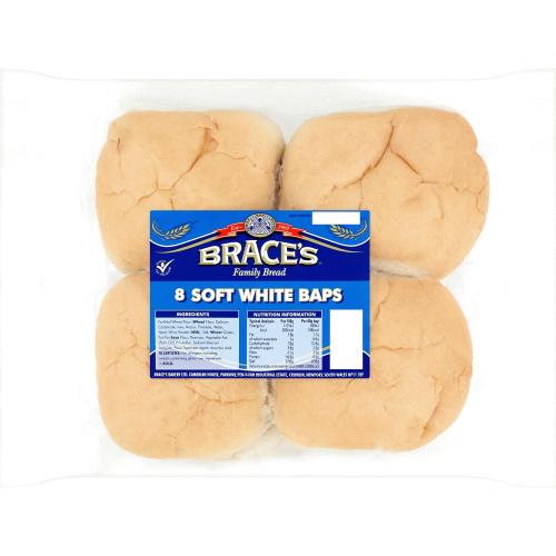 Brace's Family Bread 8 Soft White Baps - Compare Prices & Where To Buy - Trolley.co.uk