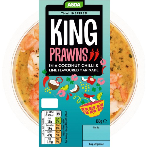ASDA King Prawns in a Coconut Chilli & Lime Flavoured Marinade (130g ...