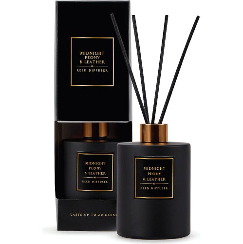 George Home Classic Midnight Peony and Leather Large Reed Diffuser ...
