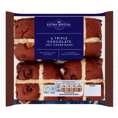 ASDA Extra Special 4 Triple Chocolate Hot Cross Buns (4) - Compare ...