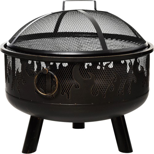 Outsunny Steel Fire Pit BBQ with Poker and Mesh Lid - Compare Prices ...