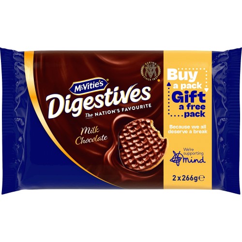 McVitie's Digestives Milk Chocolate Biscuits Twin Pack (2 x 266g ...