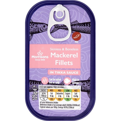 Morrisons Mackerel Fillets In Tikka Masala Sauce (125g) - Compare ...