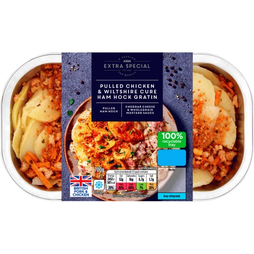 ASDA Extra Special Pulled Chicken & Wiltshire Cure Ham Hock Gratin ...