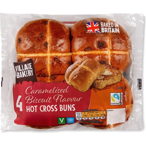Village Bakery Caramelised Biscuit Flavoured Hot Cross Buns - Compare ...