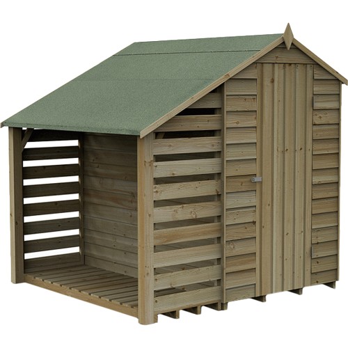 Forest Garden 4x6ft Pressure Treated 4 Window Garden Shed with Lean To ...
