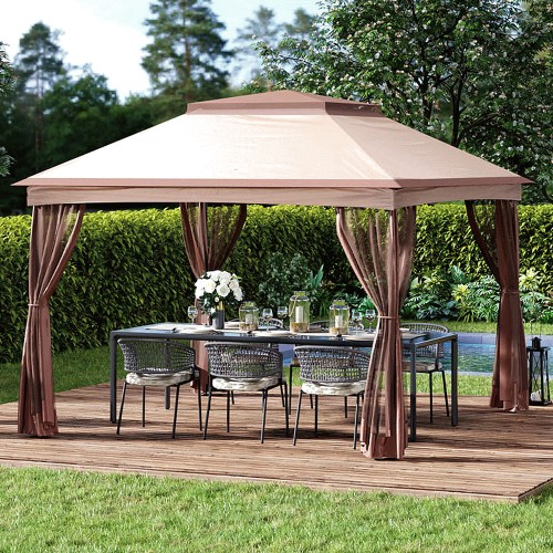 Outsunny 3x3M Garden Pop Up Gazebo Height Adjustable Marquee Party Tent ...