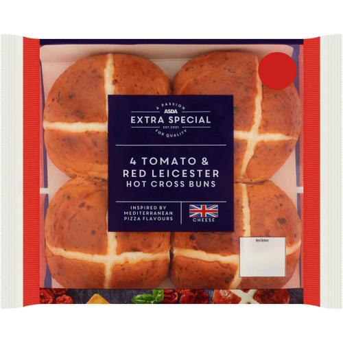 ASDA Extra Special Tomato & Red Leicester Hot Cross Buns (4) - Compare ...