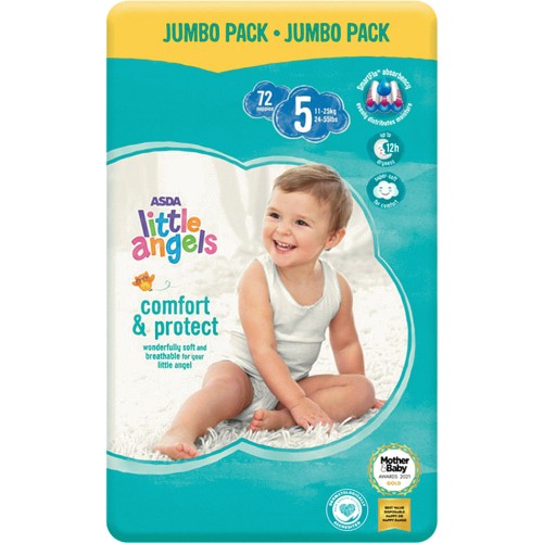 ASDA Little Angels Comfort & Protect Size 5 Nappies Jumbo Pack (72 ...