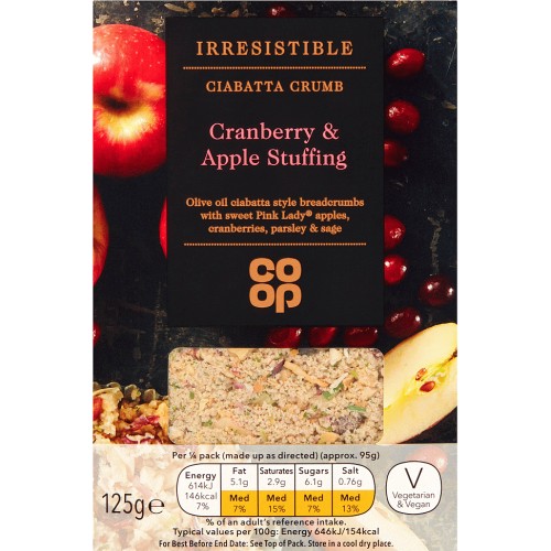 Co-op Irresistible Ciabatta Crumb Cranberry & Apple Stuffing (125g ...