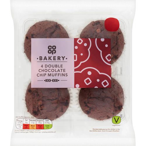 Co-op Bakery 4 Double Chocolate Chip Muffins - Compare Prices & Where ...